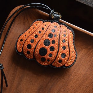 Leather Pumpkin Charm, Handmade Leather Bag Charm, Cute Leather Handbag ...