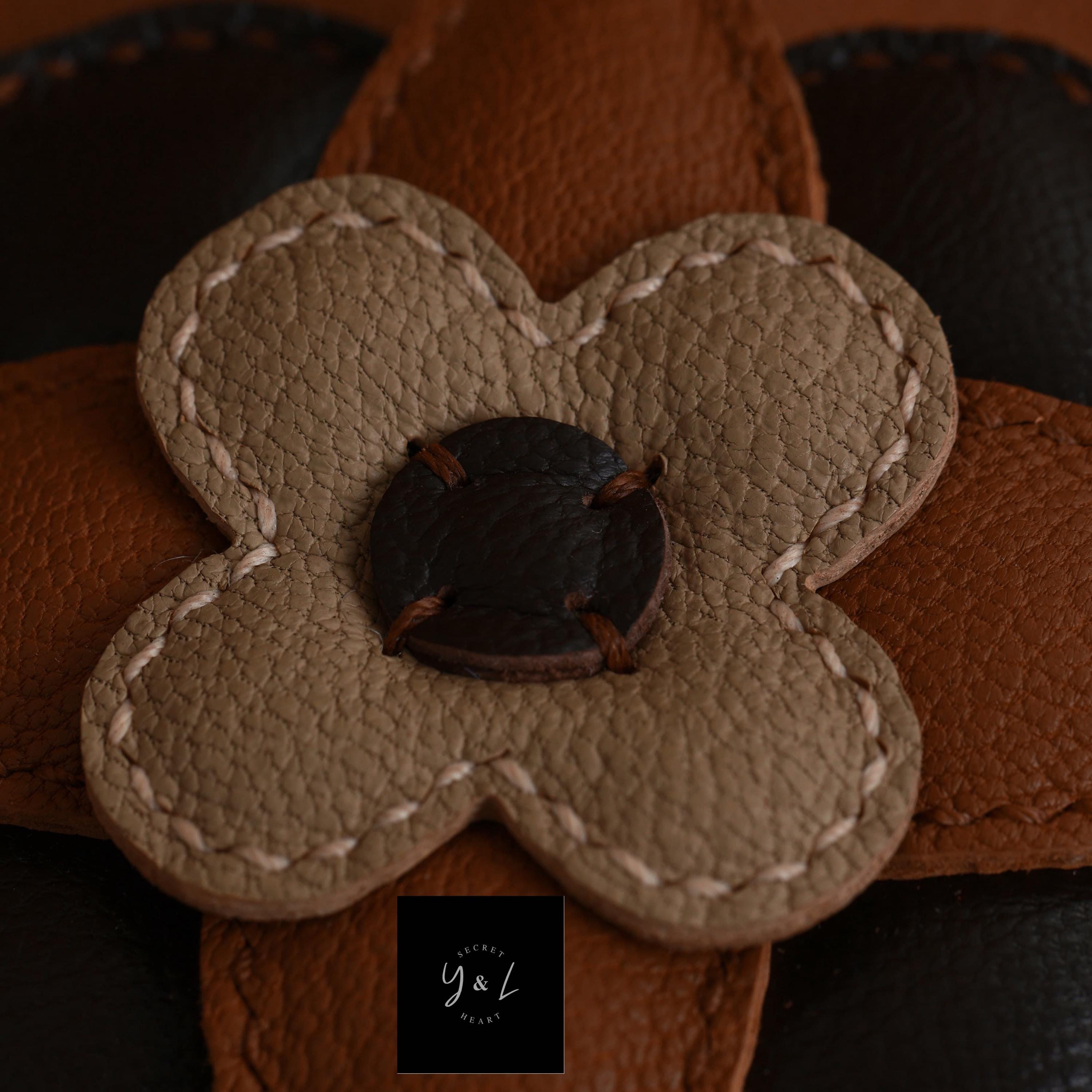Leather Flower Charm, Handmade Leather Bag Charm, Leather Handbag and ...