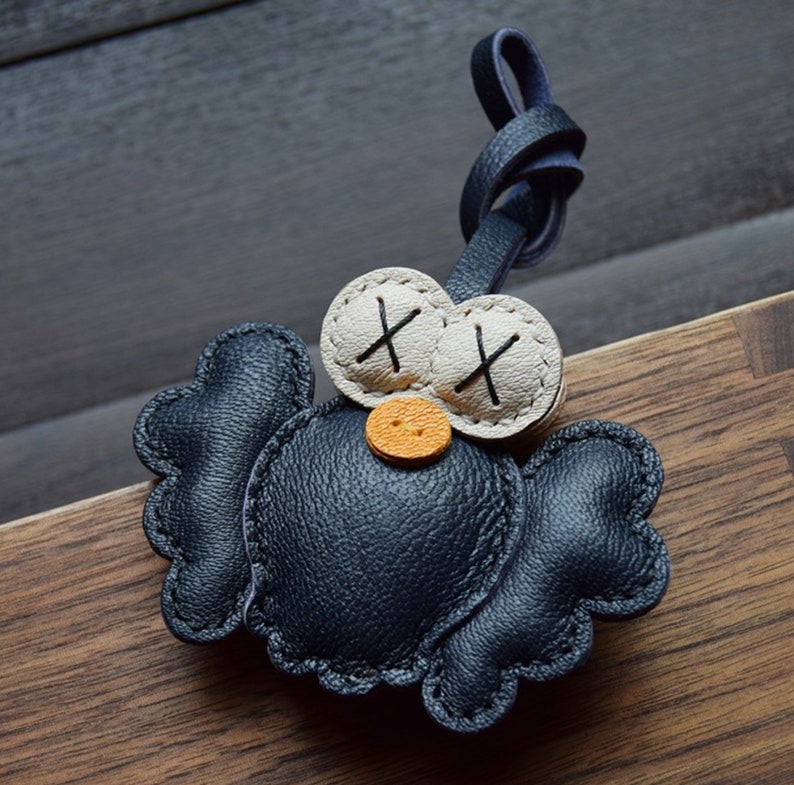 Leather Kaws Charm Handmade Kaws Bag Charm Cute Kaws Leather - Etsy