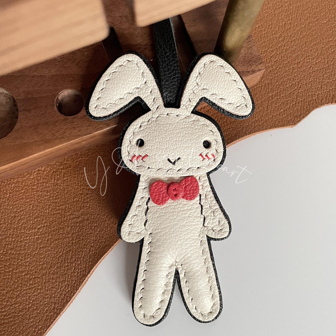 Leather Bunny Charm, Handmade Rabbit Bag Charm, Cute Bunny Leather ...