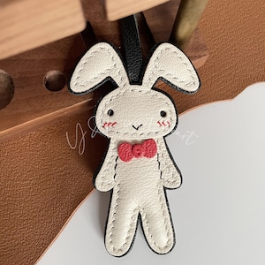 Leather Bunny Charm, Handmade Rabbit Bag Charm, Cute Bunny Leather ...