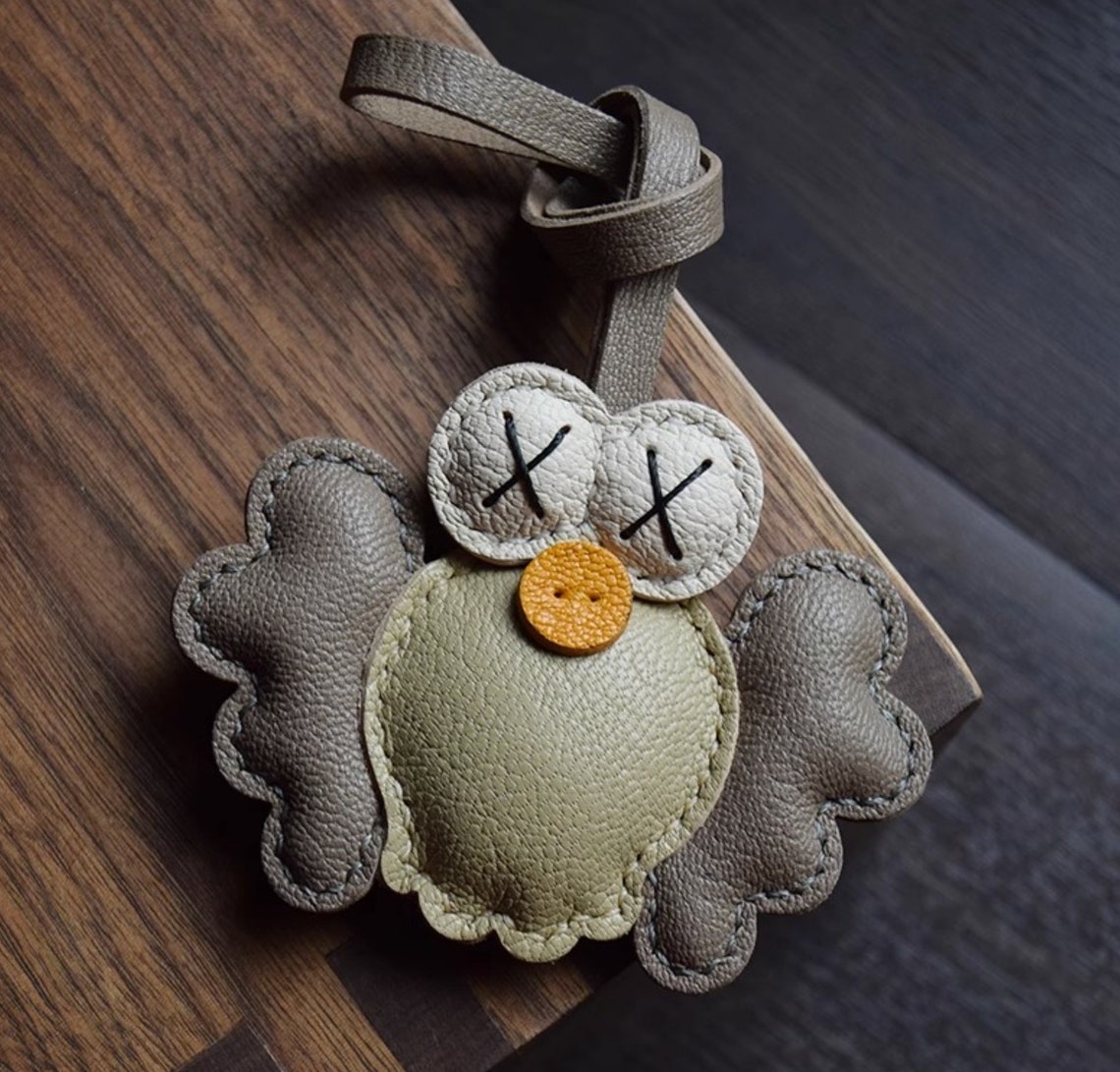 Leather Kaws Charm Handmade Kaws Bag Charm Cute Kaws Leather - Etsy