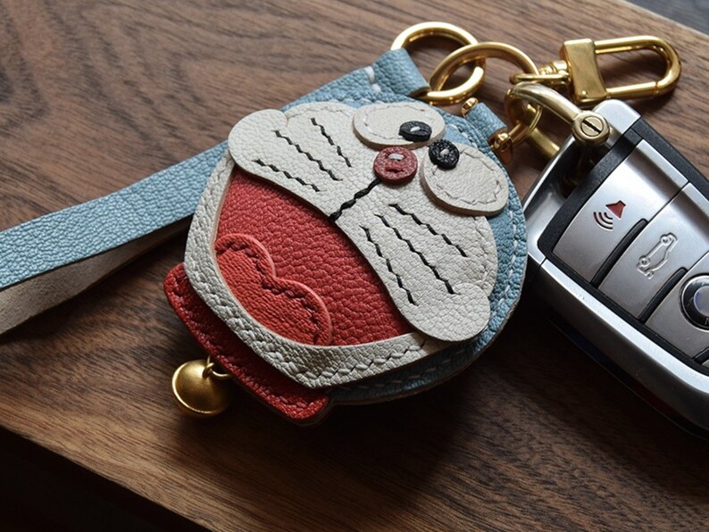 Leather Doraemon Bag Charm Handmade Doraemon Charm Cute - Etsy