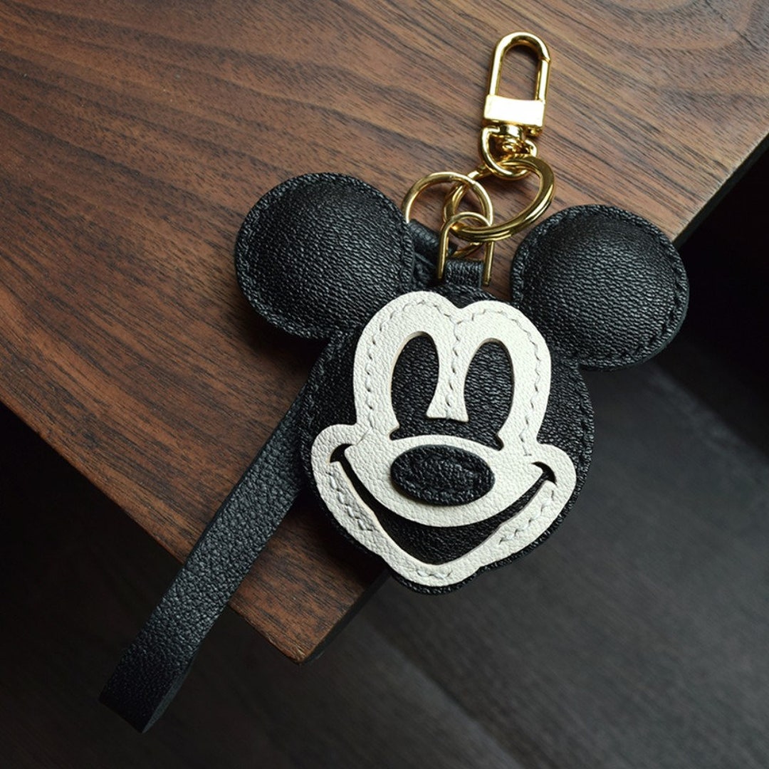 Leather Mickey Charm, Handmade Leather Mickey Bag Charm, Leather ...