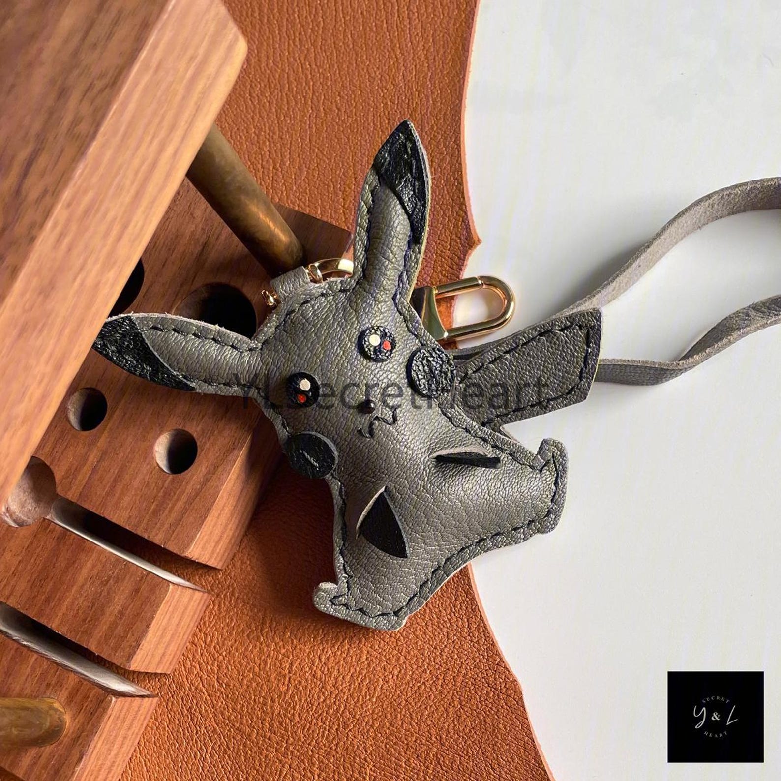 Leather Black Pikachu Charm, Leather Bag Charm, Leather Handbag and ...