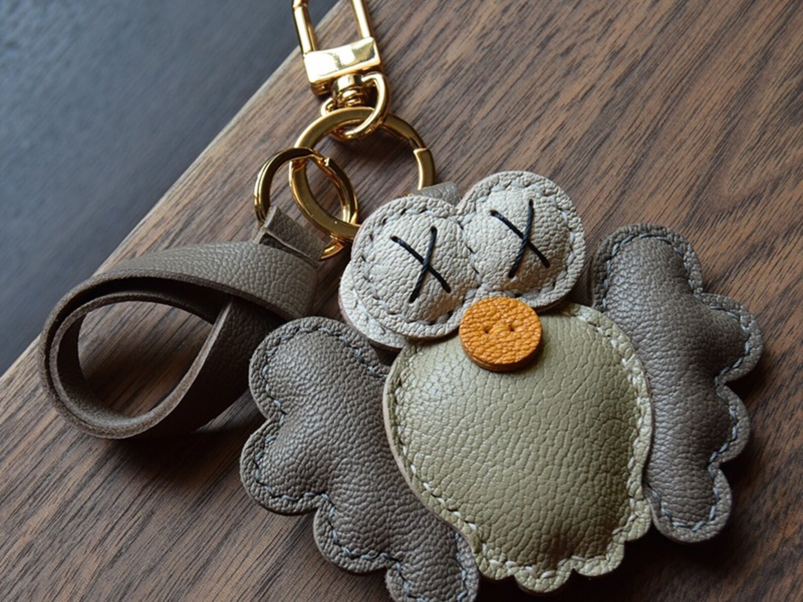 Leather Kaws Charm Handmade Kaws Bag Charm Cute Kaws Leather - Etsy