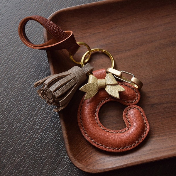 Leather Alphabet Keychain - Etsy