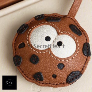 Leather Cookie Charm, Handmade Cookie Bag Charm, Cute Cookie Leather ...