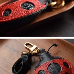Leather Ladybug Charm, Handmade Leather Bag Charm, Leather Handbag and ...