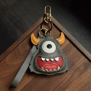 Leather Monster Charm, Handmade Monster Bag Charm, Cute Monster Leather ...