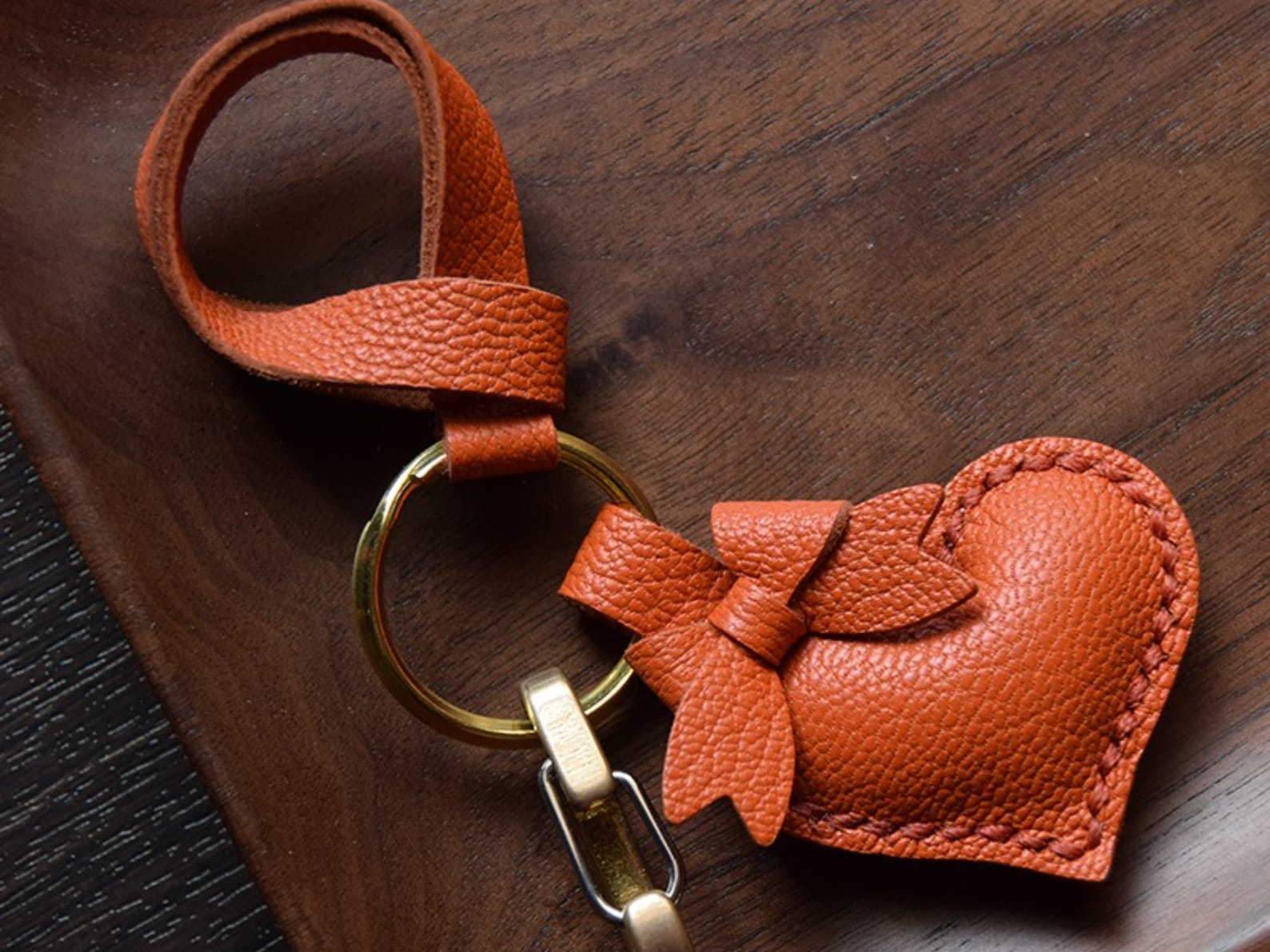 Leather Heart Bag Charm, Handmade Heart Car Charm, Cute Heart Leather ...