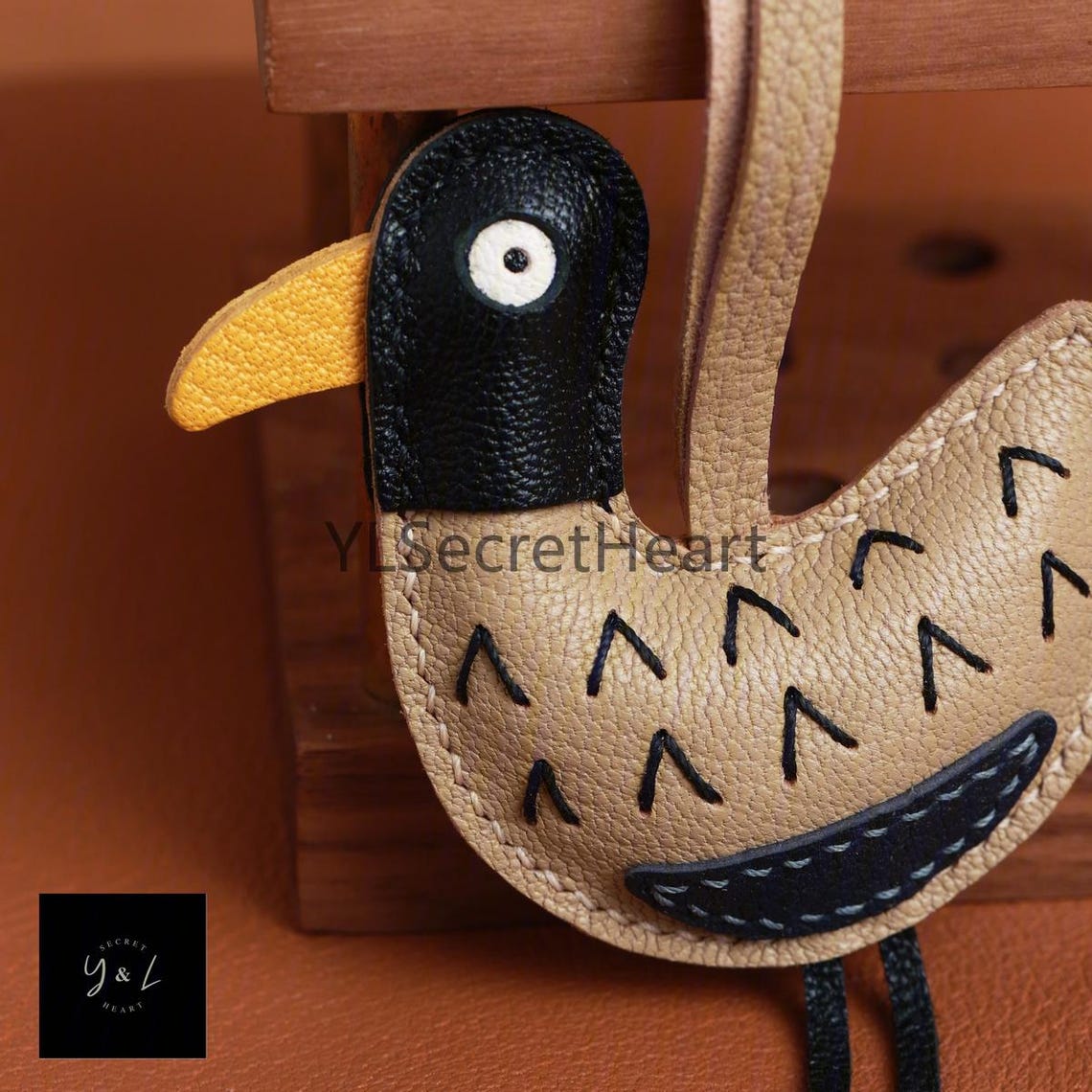 Leather Duck Charm, Handmade Duck Leather Bag Charm, Leather Handbag ...