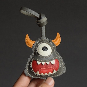 Leather Monster Charm, Handmade Monster Bag Charm, Cute Monster Leather ...