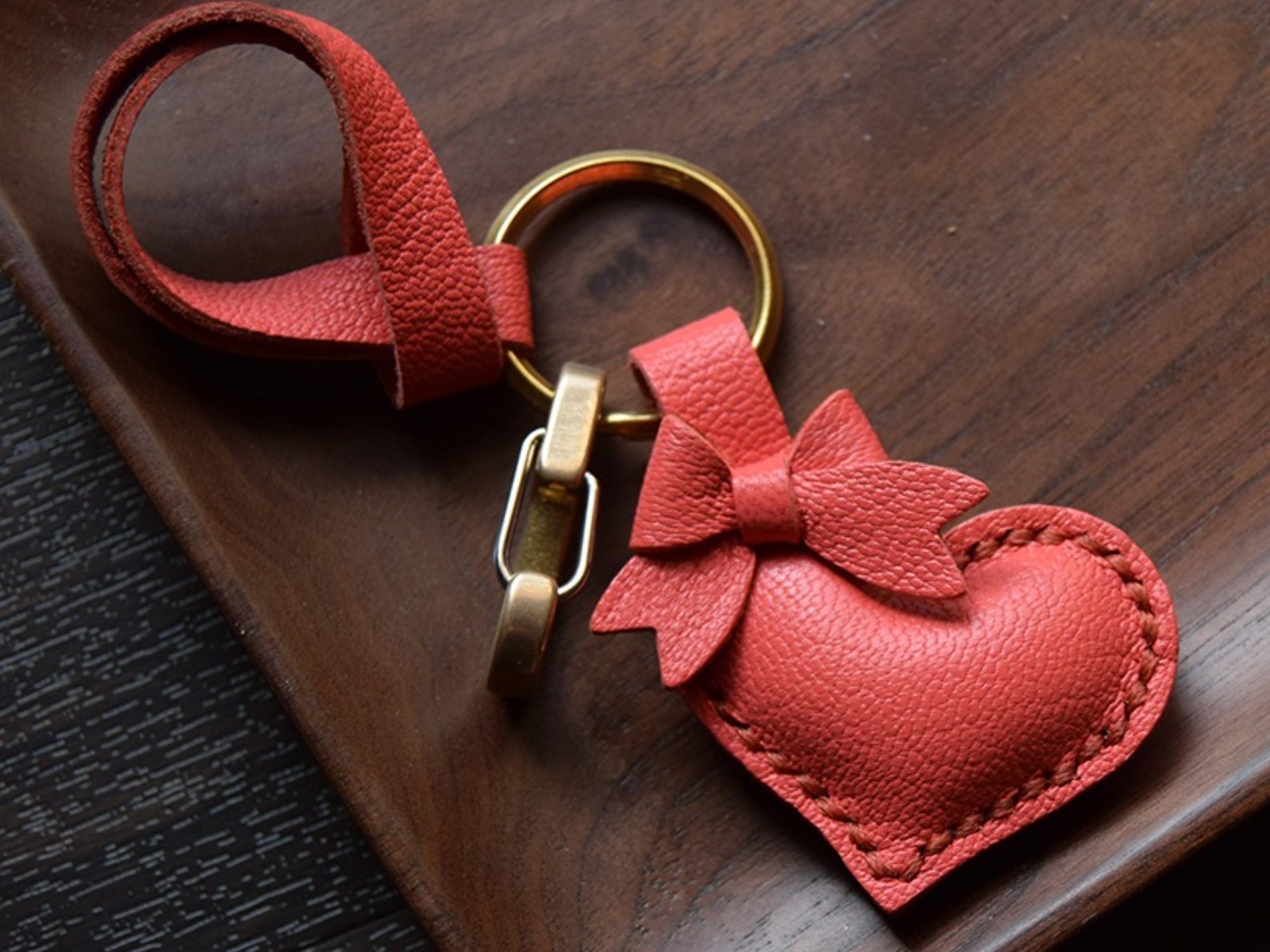 Leather Heart Bag Charm, Handmade Heart Car Charm, Cute Heart Leather ...