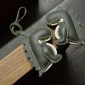 Leather Little Dinosaur Charm, Handmade Leather Dino Bag Charm, Leather ...