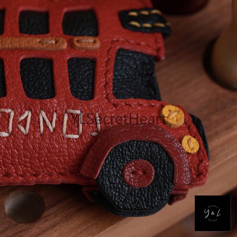 Small Bus Leather Charm, Handmade Leather London Bus Bag Charm, Leather ...