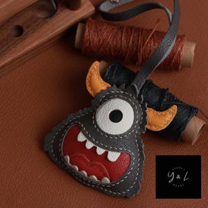 Leather Monster Charm, Handmade Monster Bag Charm, Cute Monster Leather ...