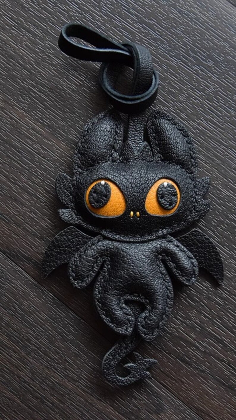 Toothless Leather Bag Charm Cute Night Dragon Purse Charm - Etsy