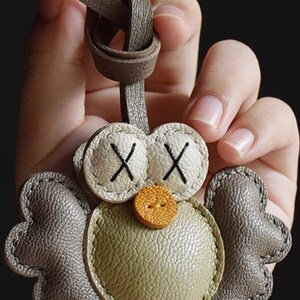 Leather Kaws Charm, Handmade Kaws Bag Charm, Cute Kaws Leather Handbag ...