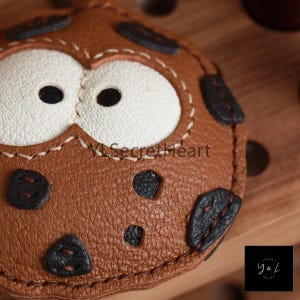 Leather Cookie Charm, Handmade Cookie Bag Charm, Cute Cookie Leather ...