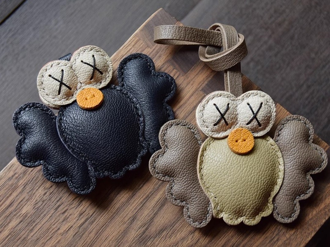 Leather Kaws Charm, Handmade Kaws Bag Charm, Cute Kaws Leather Handbag ...