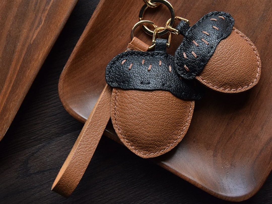 Leather Acorn Bag Charm, Handmade Acorn Charm, Cute Acorn Leather ...