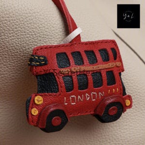 Small Bus Leather Charm, Handmade Leather London Bus Bag Charm, Leather ...