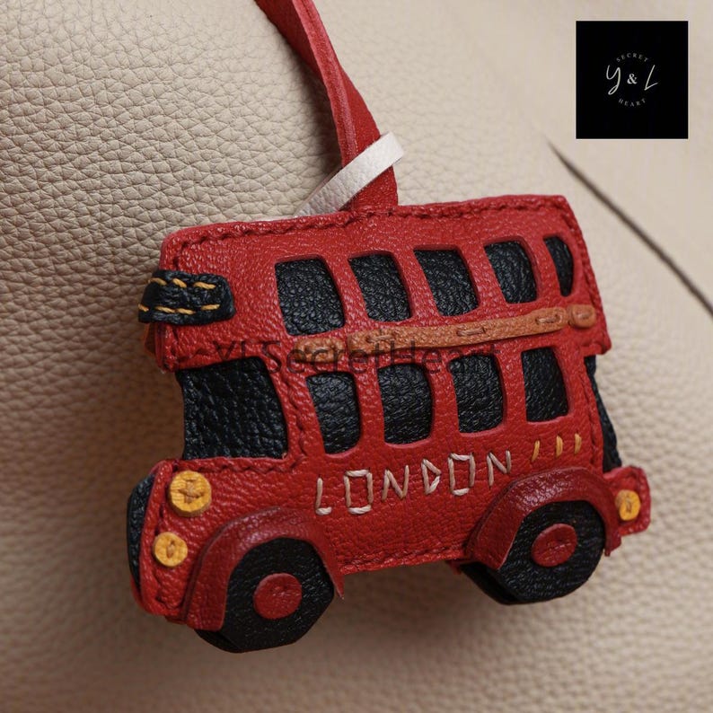 Small Bus Leather Charm, Handmade Leather London Bus Bag Charm, Leather ...