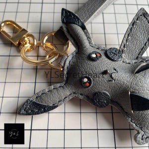 Leather Black Pikachu Charm, Leather Bag Charm, Leather Handbag and ...