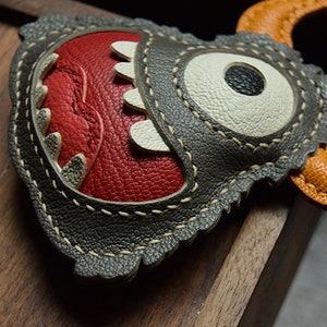 Leather Monster Charm, Handmade Monster Bag Charm, Cute Monster Leather ...