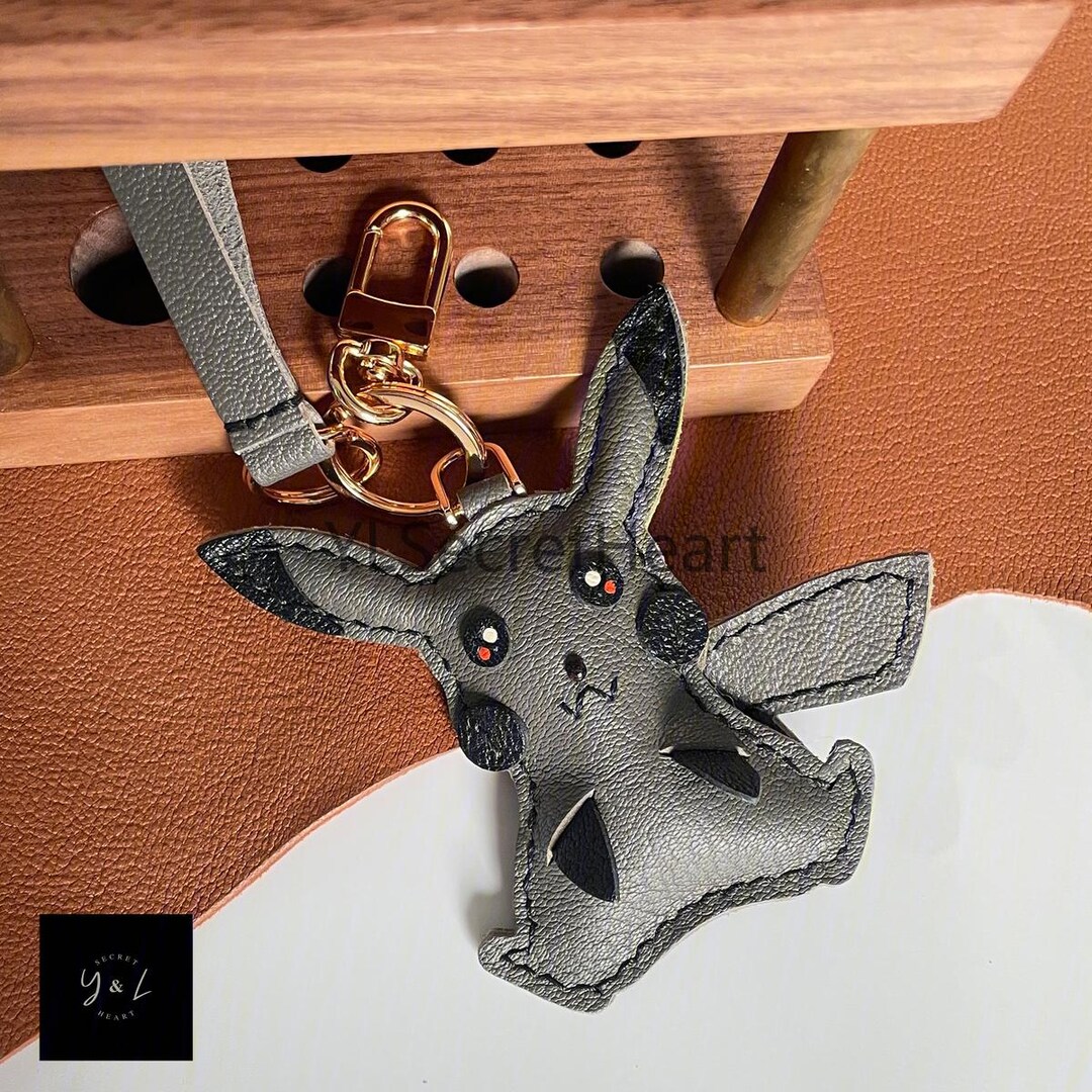 Leather Black Pikachu Charm, Leather Bag Charm, Leather Handbag and ...