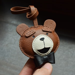 Leather Teddy Bear Charm, Handmade Teddy Bear Bag Charm, Cute Bear ...