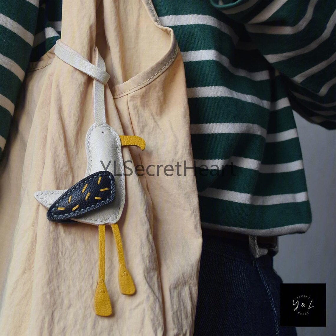 Handmade Leather Seagull Bag Charm, Cute Seagull Keychain Charm ...