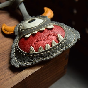 Leather Monster Charm, Handmade Monster Bag Charm, Cute Monster Leather ...
