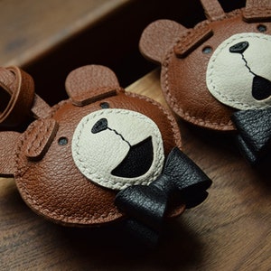 Leather Teddy Bear Charm, Handmade Teddy Bear Bag Charm, Cute Bear ...