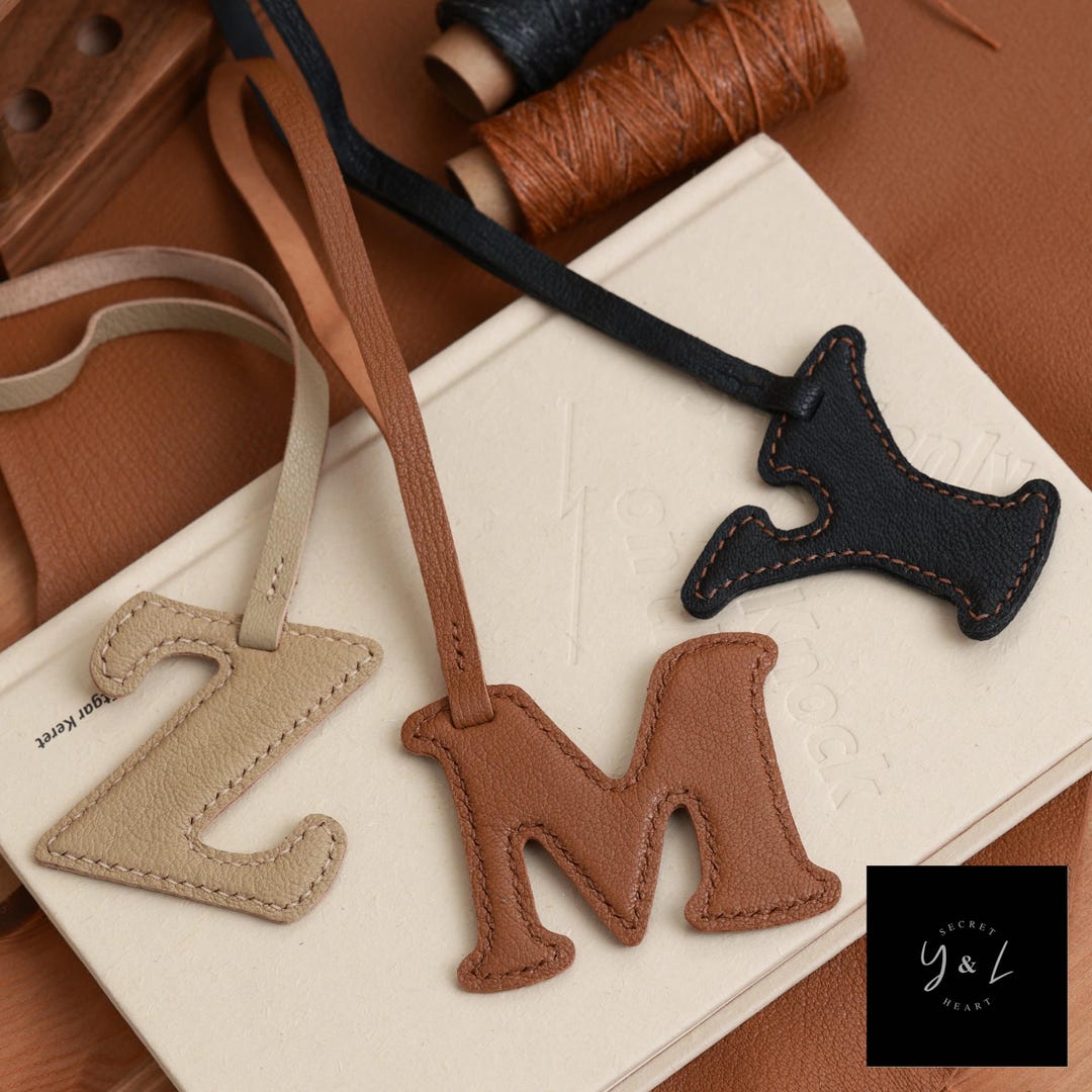 Leather Name Keyring, Alphabet Bag Charm, Personalized Leather Keychain ...