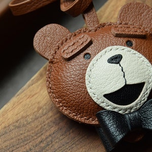 Leather Teddy Bear Charm, Handmade Teddy Bear Bag Charm, Cute Bear ...