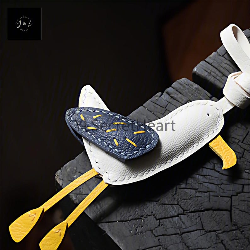 Handmade Leather Seagull Bag Charm, Cute Seagull Keychain Charm ...