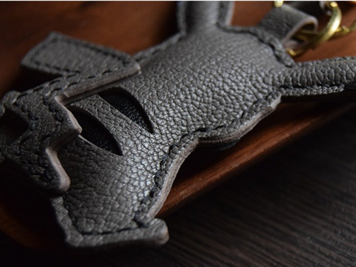 Leather Black Pikachu Charm Leather Bag Charm Leather - Etsy