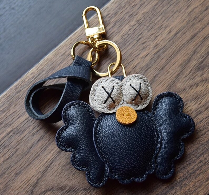 Leather Kaws Charm Handmade Kaws Bag Charm Cute Kaws Leather - Etsy