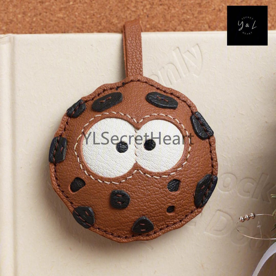 Leather Cookie Charm, Handmade Cookie Bag Charm, Cute Cookie Leather ...