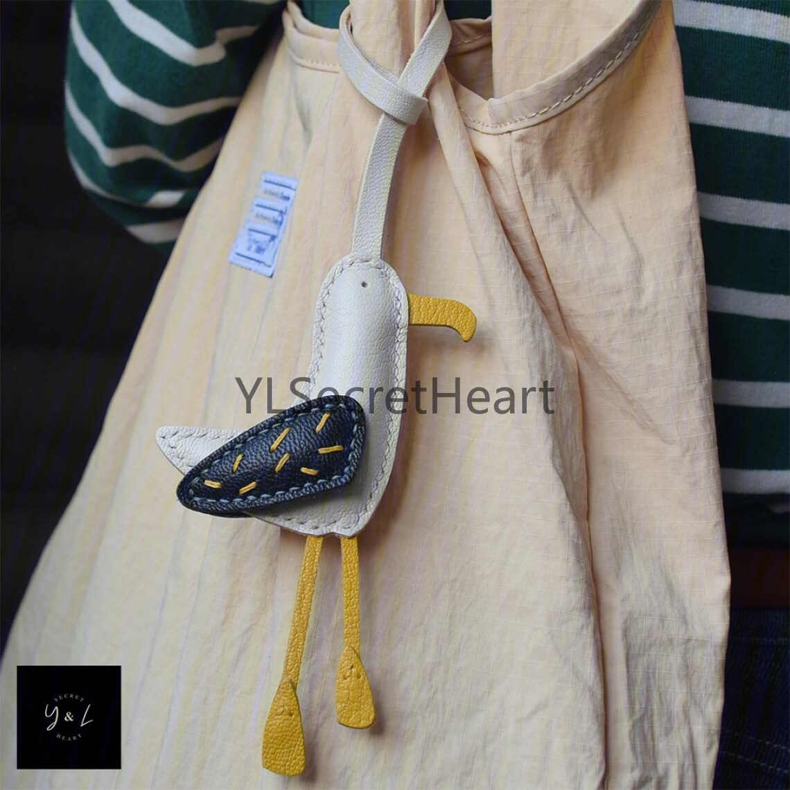 Handmade Leather Seagull Bag Charm, Cute Seagull Keychain Charm ...