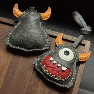 Leather Monster Charm, Handmade Monster Bag Charm, Cute Monster Leather ...