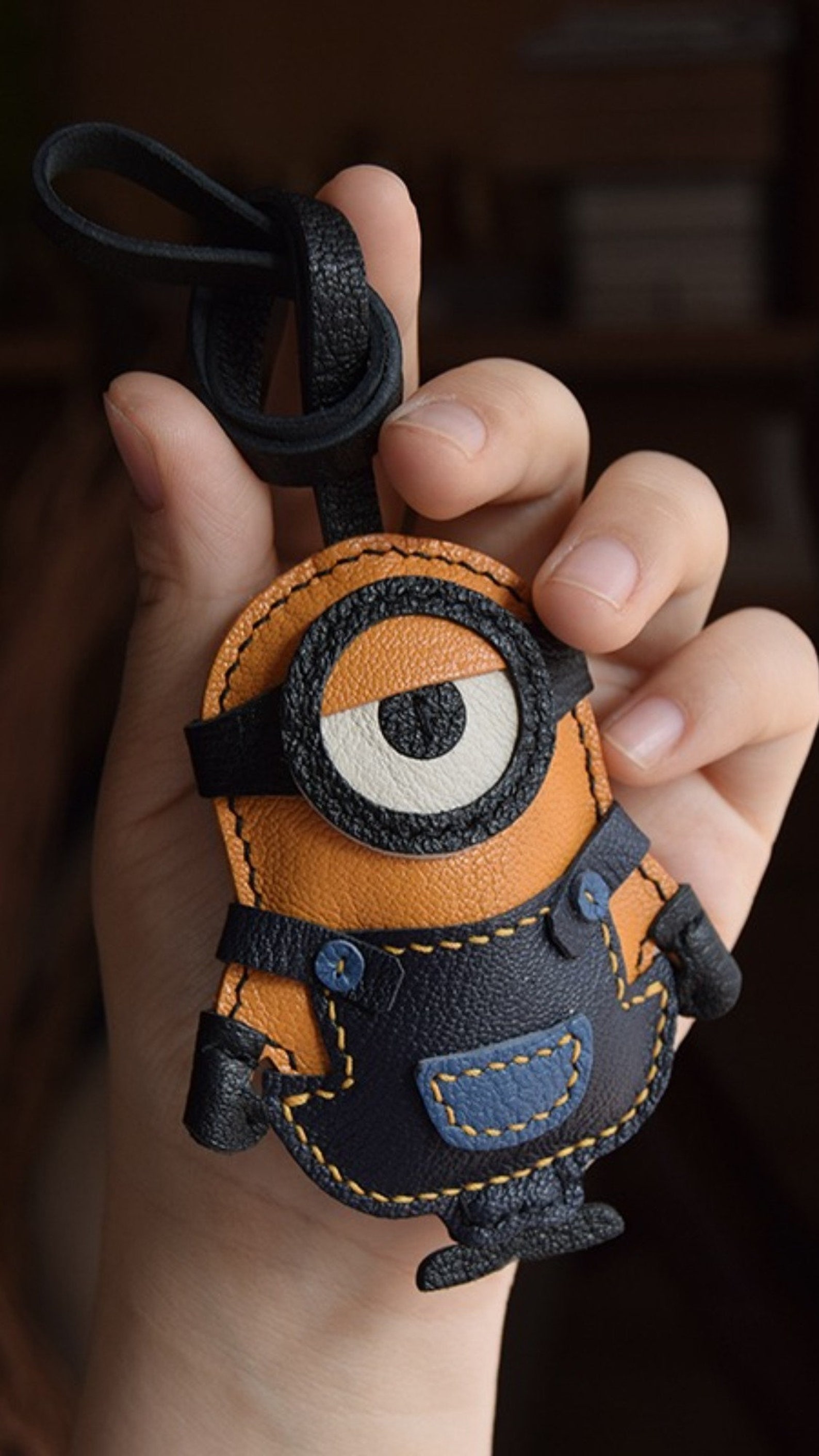 Leather Minion Charm Handmade Minion Charm Cute Minion - Etsy