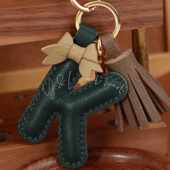 Leather Name Keyring, Alphabet Bag Charm, Personalized Leather Name Keyring, Alphabet Bag Charm, Personalized