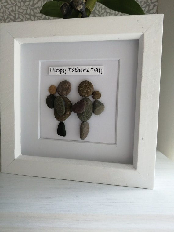Pebble Art Handmade happy Fathers Day Framed - Etsy