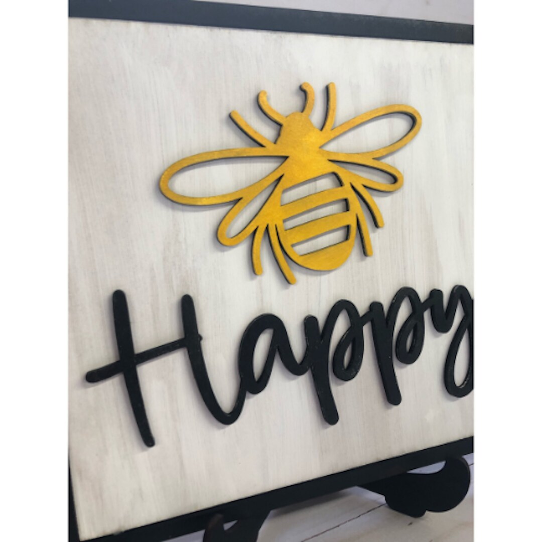 Be Happy SVG / Bee Happy Digital Cut File - Farmhouse Wood Sign With ...
