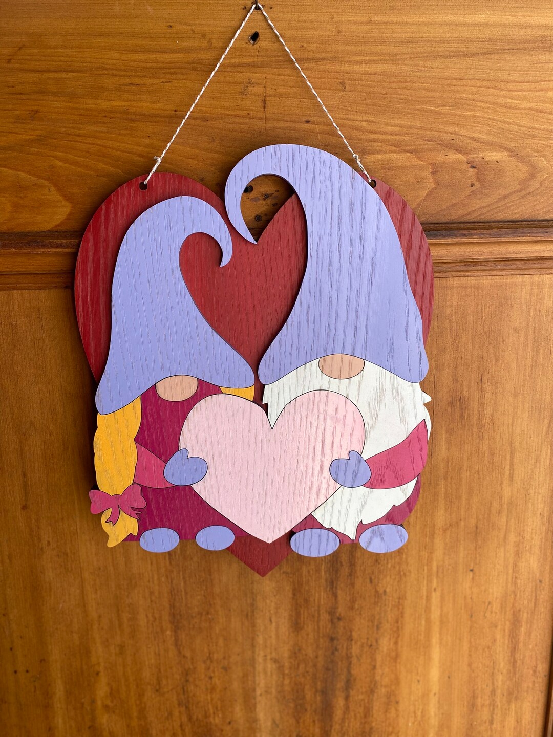 Valentines Day Gnome Sign. Wooden Painted Gnome Sign for Valentines Day ...