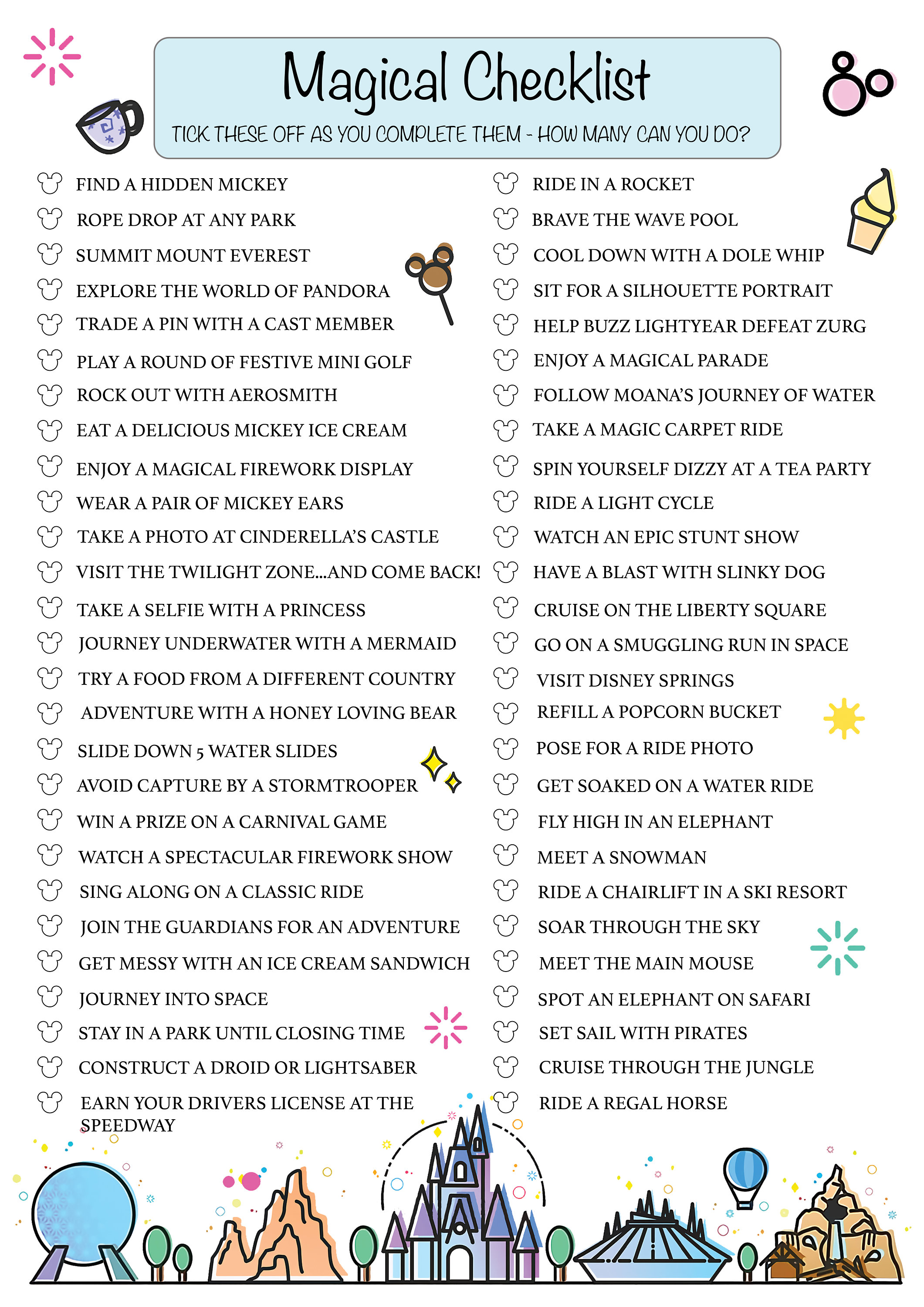 WDW Magical Checklist - Digital File - Etsy