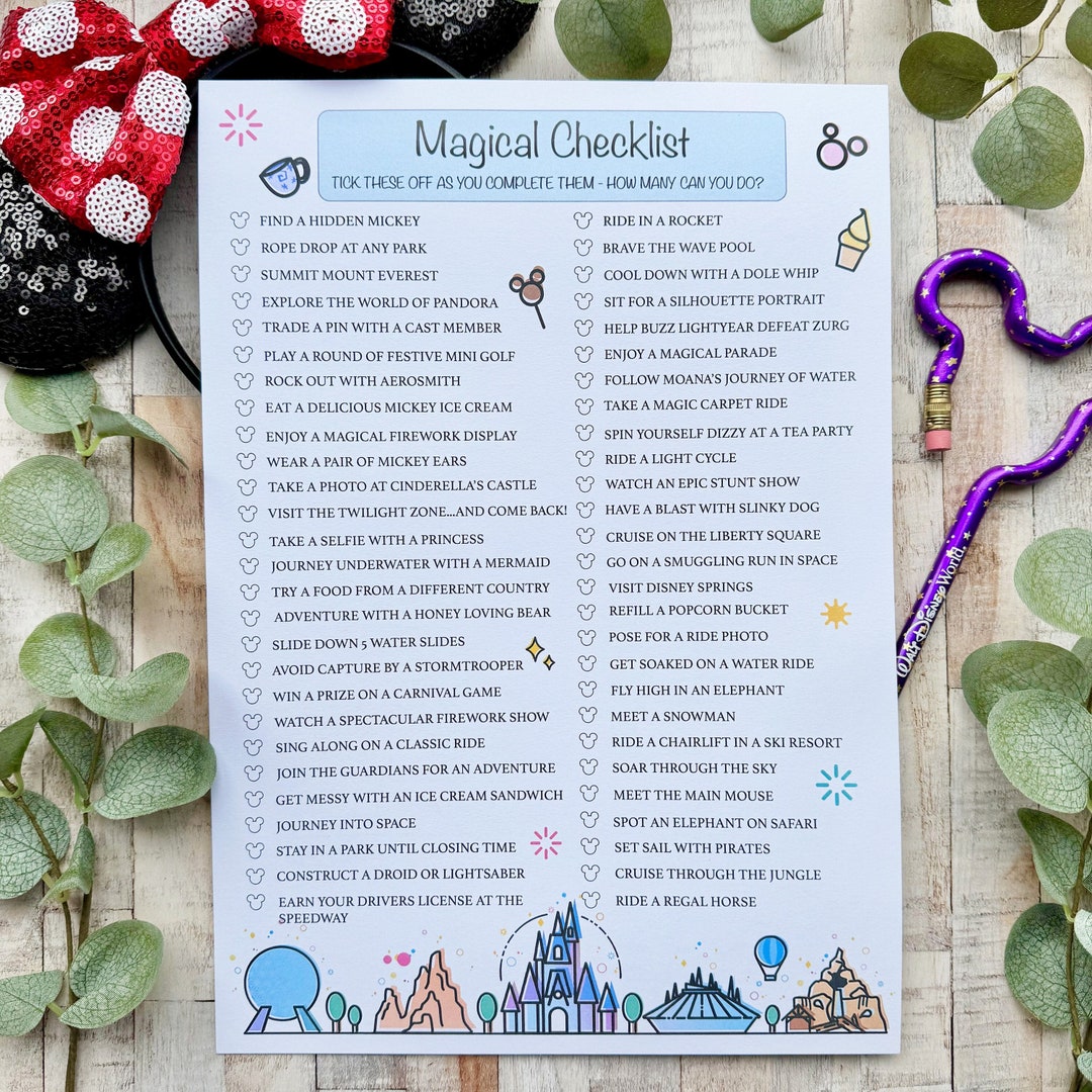 WDW Magical Checklist - Digital File - Etsy